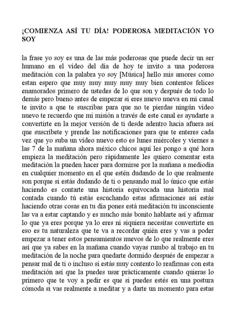¡Comienza Así Tu Día! Poderosa Meditación Yo Soy | PDF | Amor | Respiración
