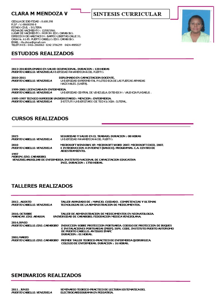 CURRICULUM VITAE Clara Mendoza | PDF | Venezuela | Informática