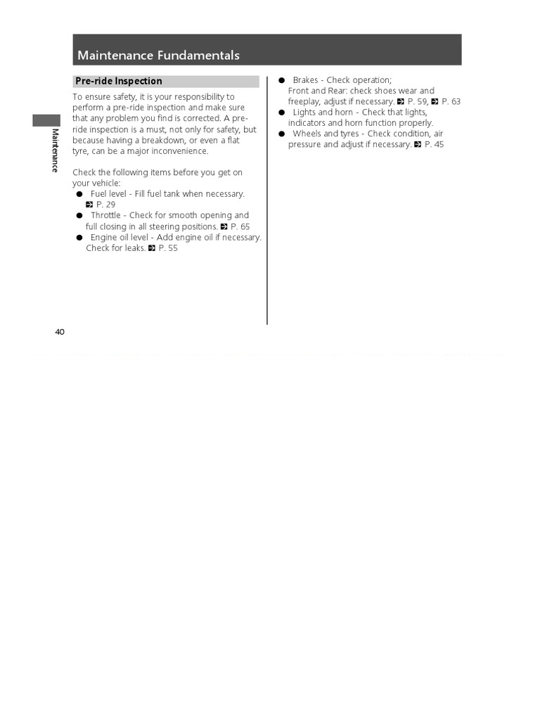 Maintenance Fundamentals: Pre-ride Inspection Checklist | PDF | Brake ...