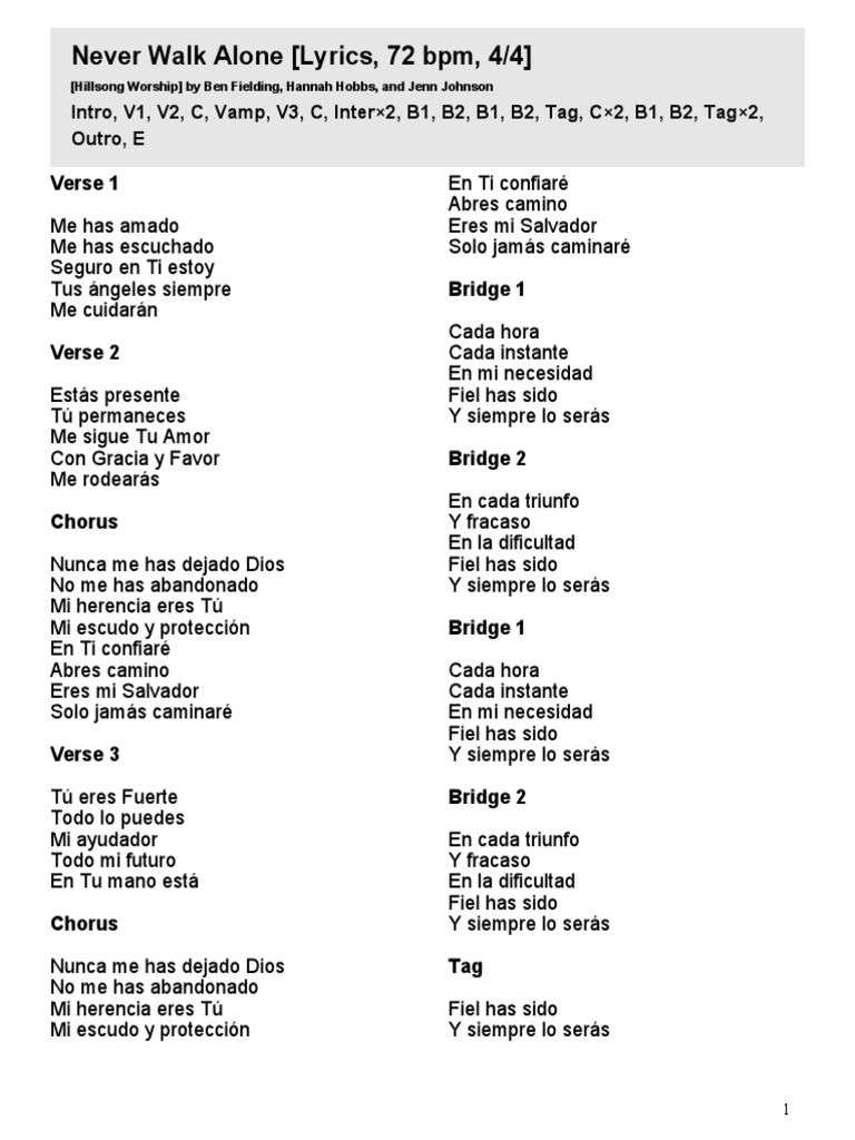 Never Walk Alone - Lyrics | PDF