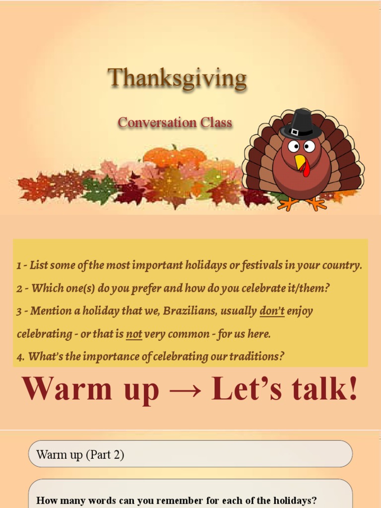Thanksgiving Class for ESL Learners | PDF | Observances