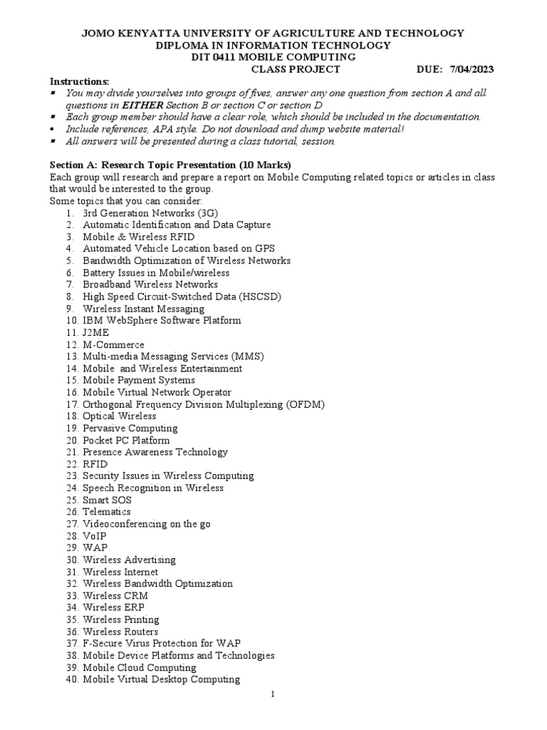 Mobile Computing Class Project | PDF | Cloud Computing | Mobile App