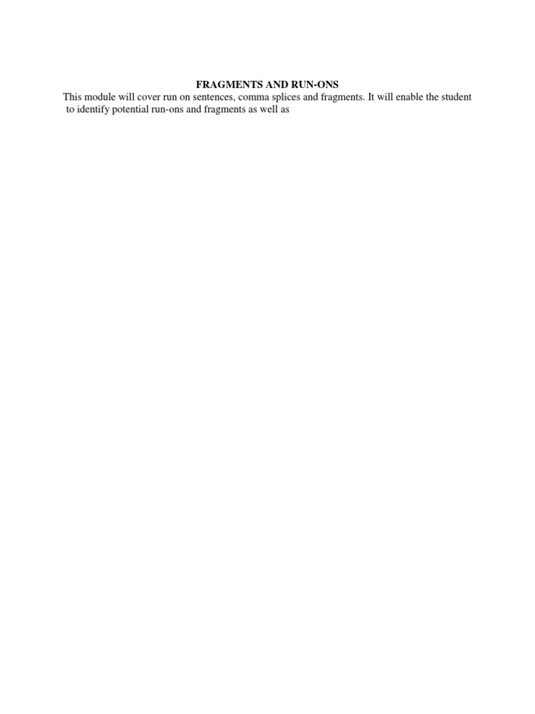 Fragments and Run-Ons | PDF | Linguistics | Grammar