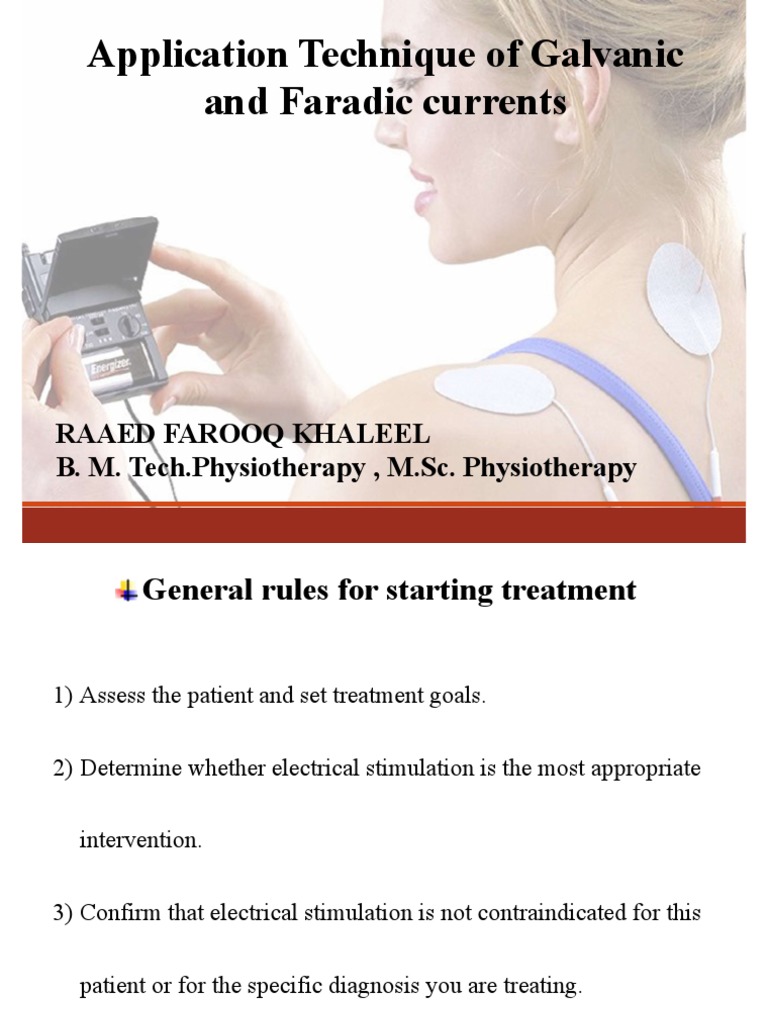 Faradic and Galvanic Application Technique PDF | PDF | Physical Therapy | Therapy