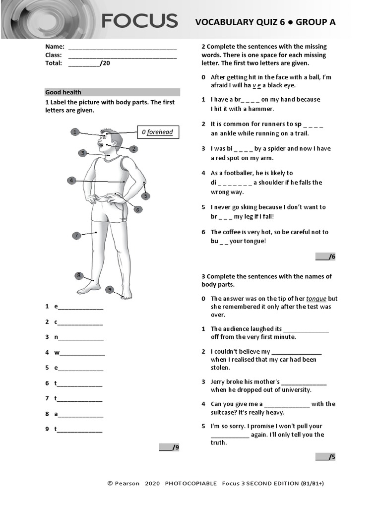 Focus3 2E Vocabulary Quiz Unit6 GroupA PDF | PDF