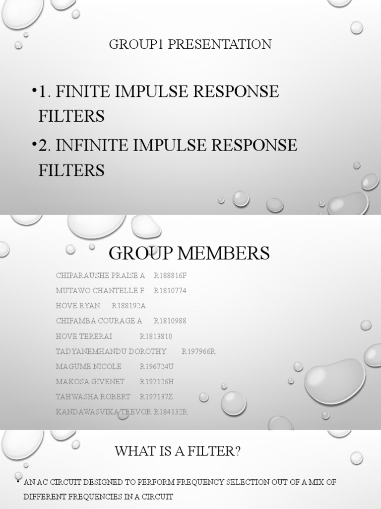 Group 1 PRESENTATION FIR AND IIR FILTERS | PDF | Filter (Signal ...
