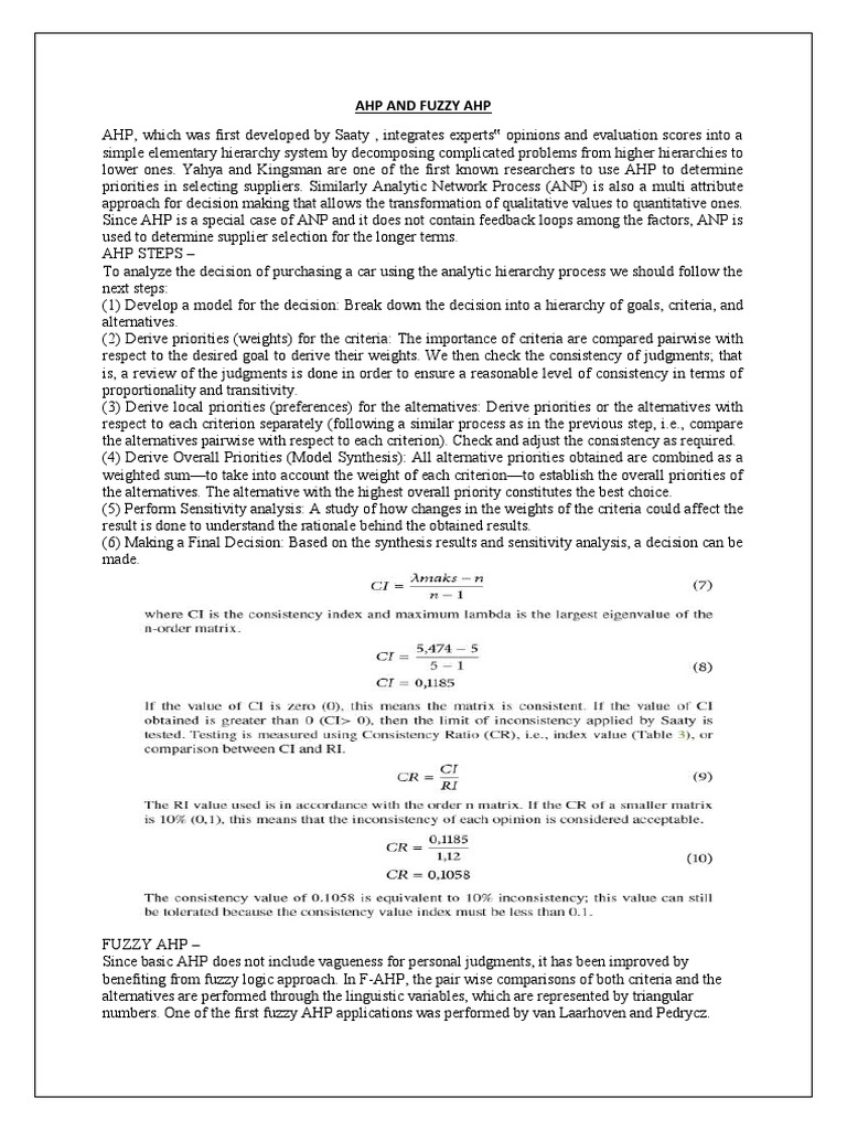 Ahp and Fuzzy Ahp | Download Free PDF | Fuzzy Logic | Analysis