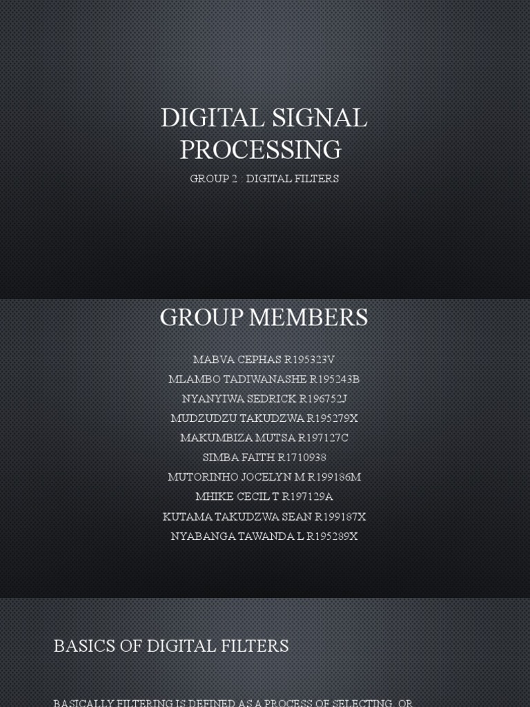 Group 2 Presentation - Digital Filters | PDF | Filter (Signal ...