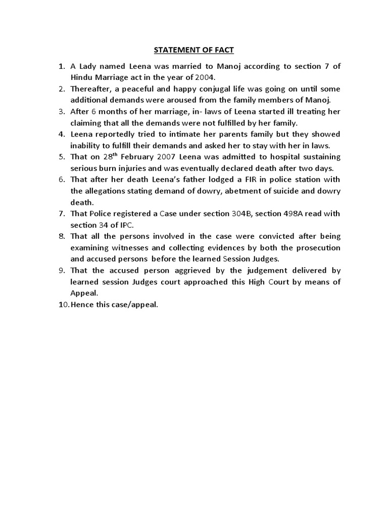 Statement of Fact | PDF