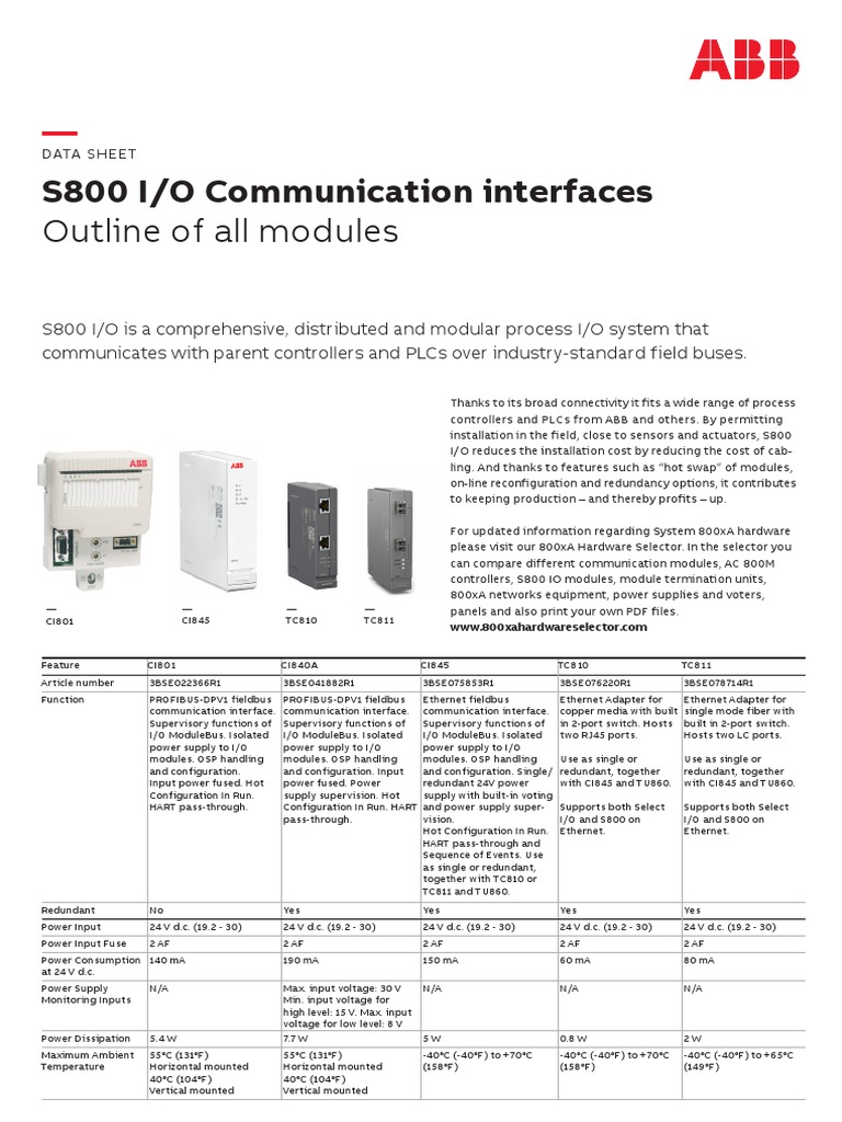 3BSE039116 en N S800 IO Communication Interfaces - Outline of All ... 3BSE039116 en N S800 IO Communication Interfaces - Outline of All ...