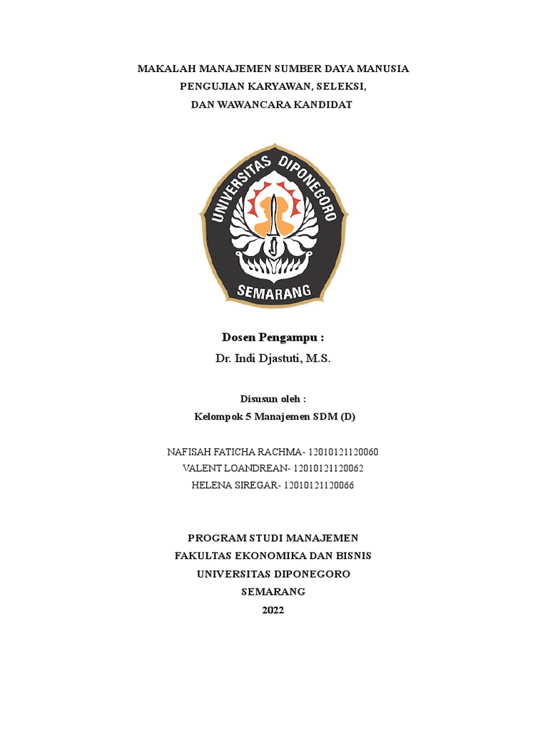 Makalah MSDM Kel.5 - Kelas D-1 PDF | PDF