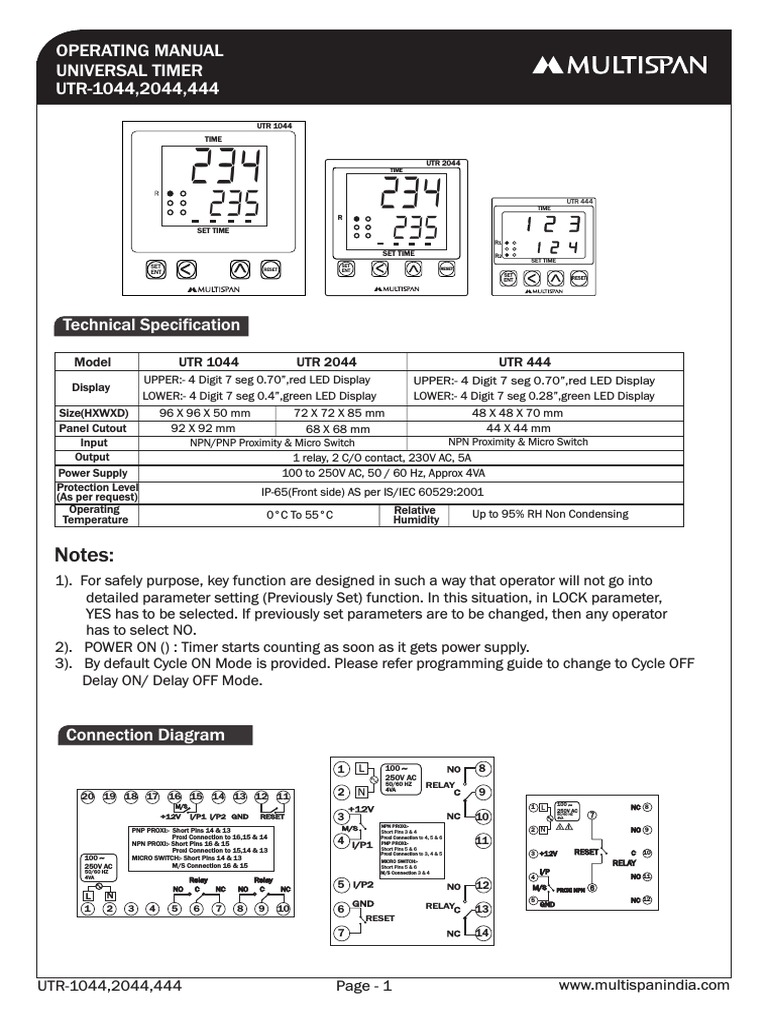 Universal Digital Timer Utr 444 PDF | PDF | Relay | Bipolar Junction ...