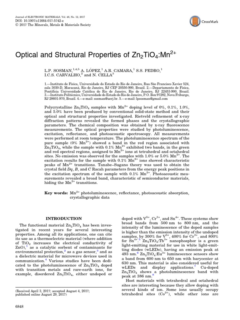 2017 Optical and Structural Sosman Et Al J of ELECTRONIC MATERIALS Vol ...