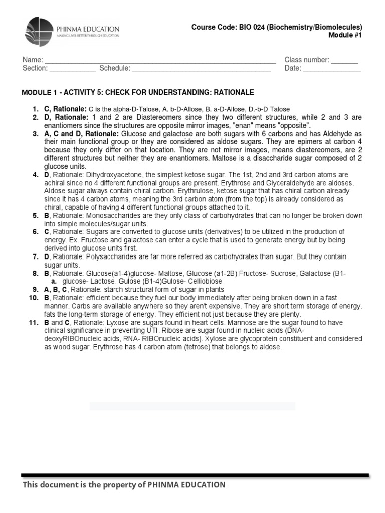 Modules 1-3 Activity 5 Explanations | Download Free PDF | Lipid ...