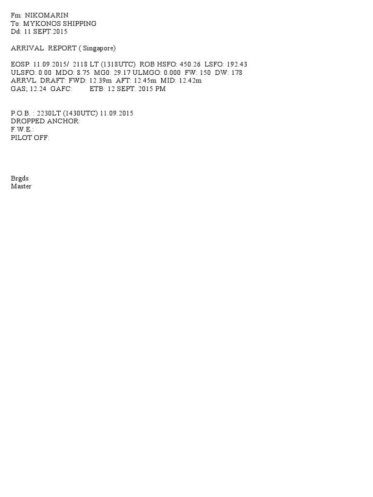 Arrival Report (Mykonos) | PDF