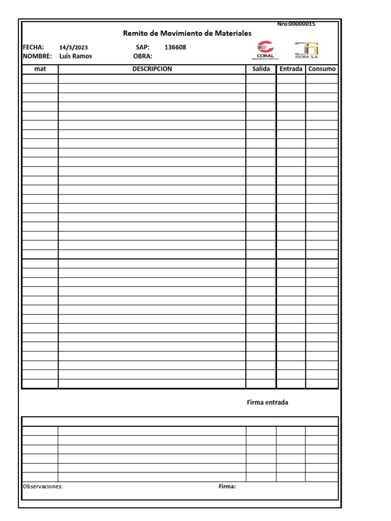 modelo remito mov | PDF