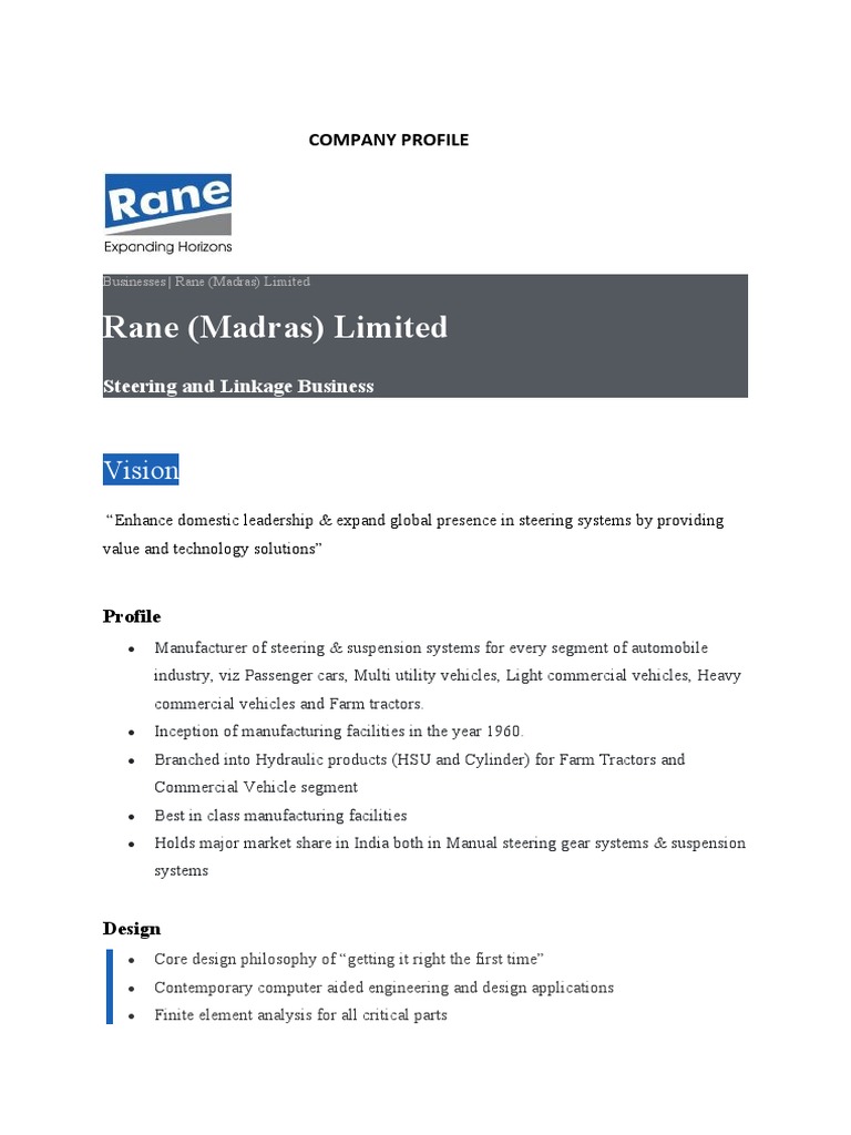 Company Profile | PDF | Automotive Industry | Vehicles