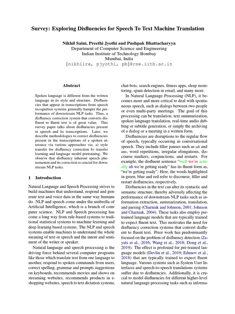 Exploring Disfluencies in Speech Transcriptions and Their Impact on Downstream Natural Language ...