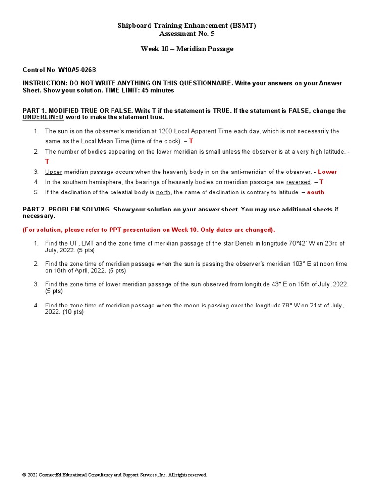 BSMT Act 5 - Set B Answer Key | PDF | Science & Mathematics