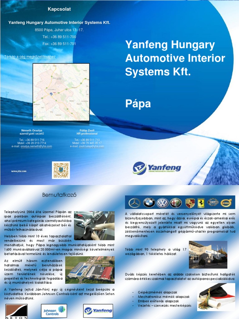 Yanfeng Hungary Automotive Interior Systems KFT.: Kapcsolat | PDF