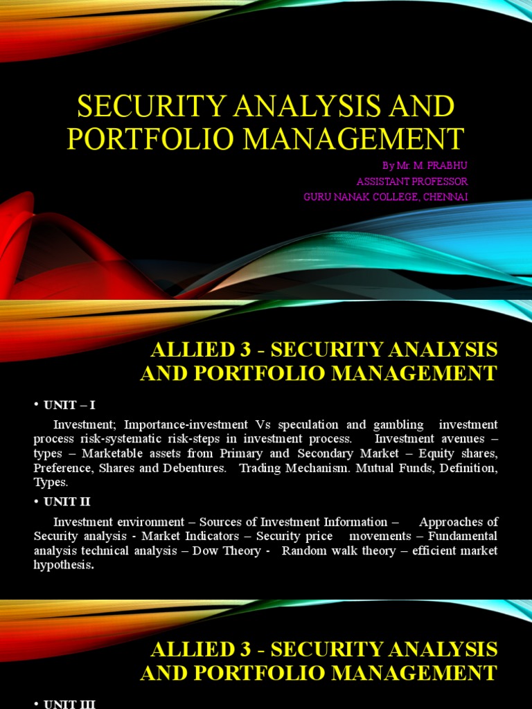Security Analysis and Portfolio Management | PDF | Preferred Stock | Stocks