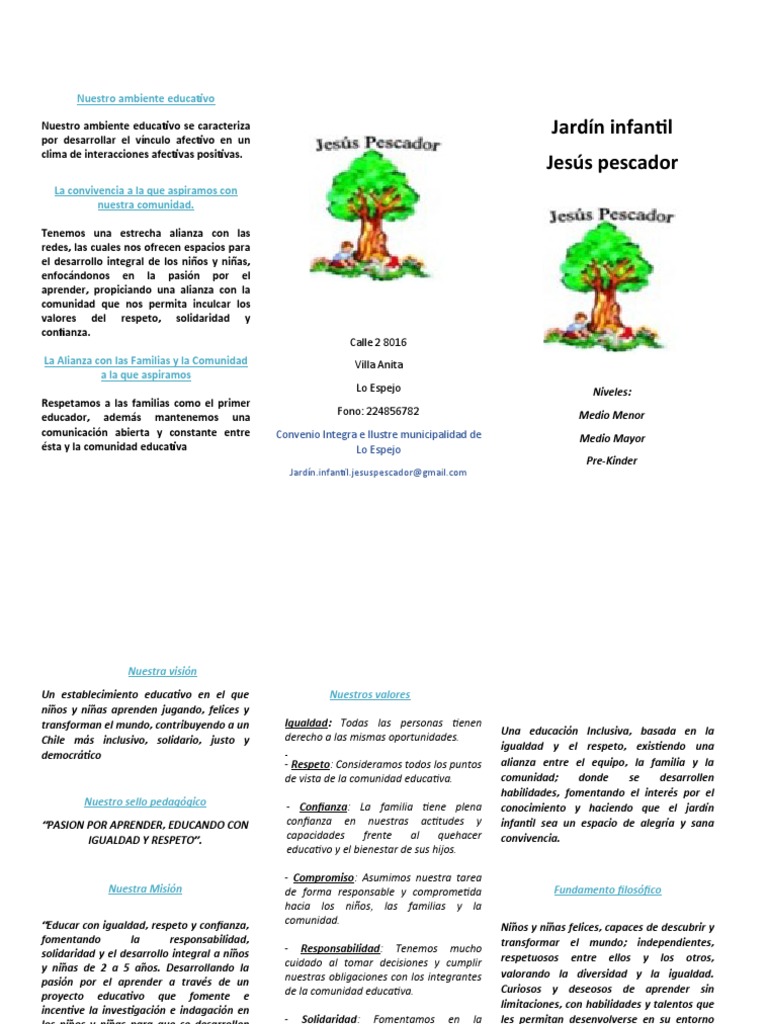 Triptico PI (28725) | PDF | Aprendizaje | Educación de la primera infancia