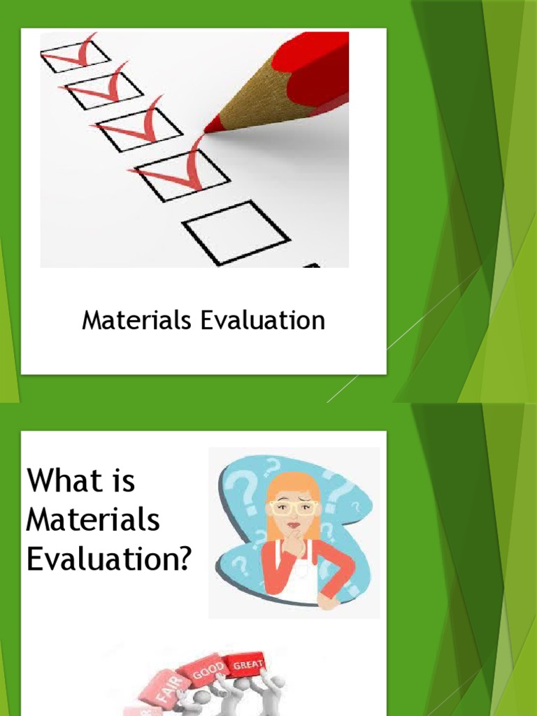 Lec 4 Materials Eval | PDF | Learning | Evaluation