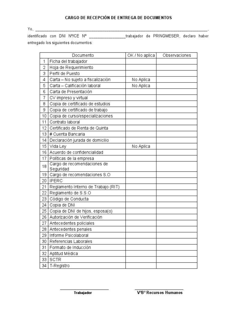 0.recepción de Entrega de Documentos | PDF