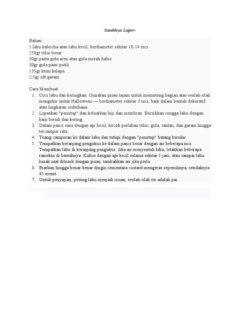 Resep Sankhya Lapov | PDF