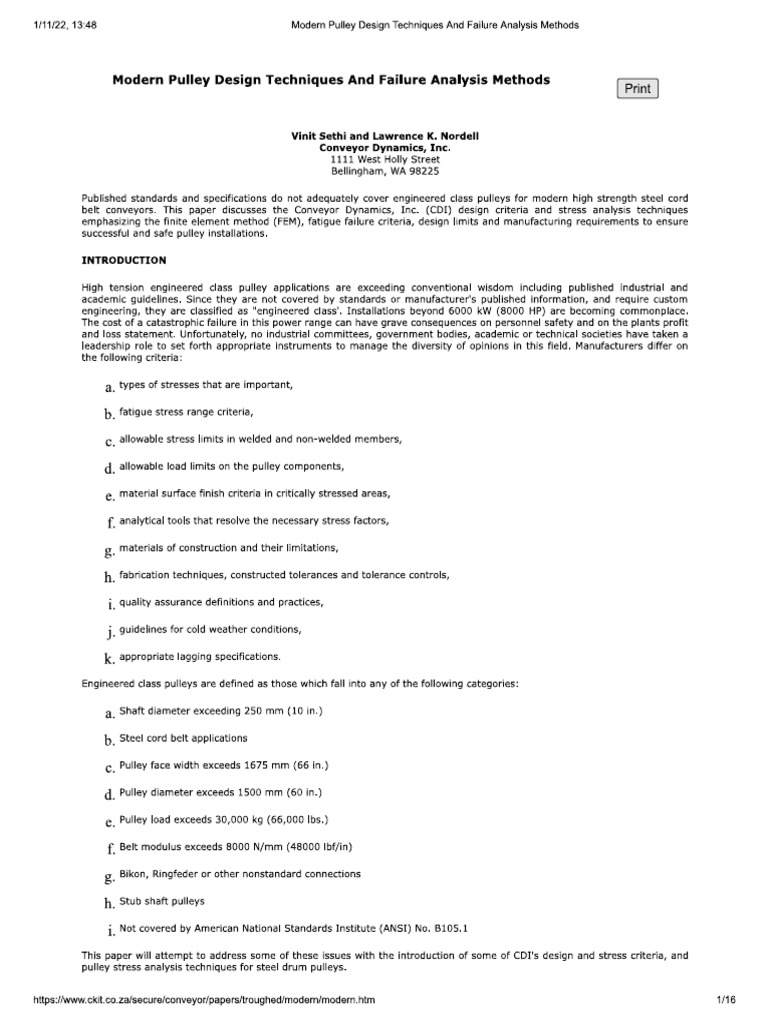 Modern Pulley Design Techniques and Failure Analysis Methods | PDF