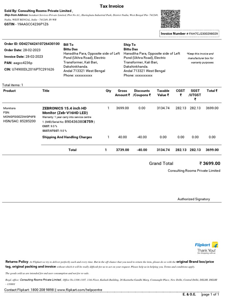 Moniter Invoice PDF | PDF | Government Finances | Payments