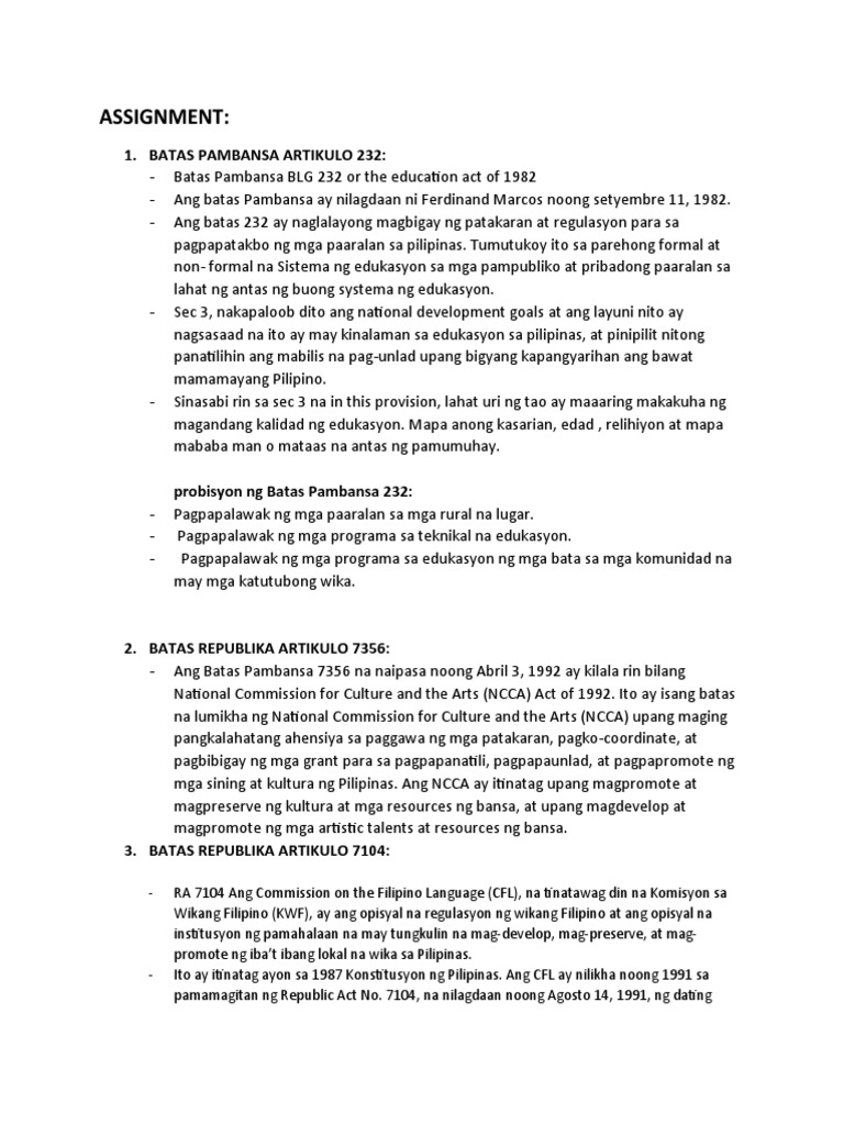 Assignment Filipino | PDF