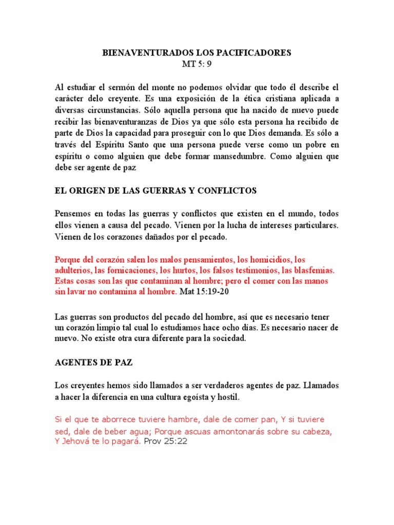 Bienaventurados Los Pacificadores | PDF | Jesús | Paz