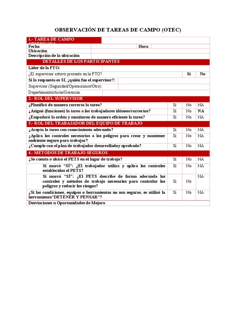 Formato de FTO-OTEC | PDF