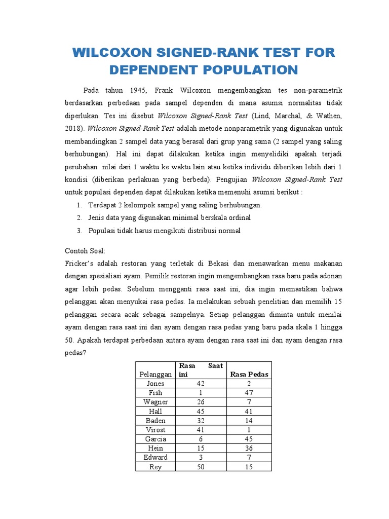 Materi 8 - Wilcoxon Sign-Rank Dan Wilcoxon Rank-Sum | PDF