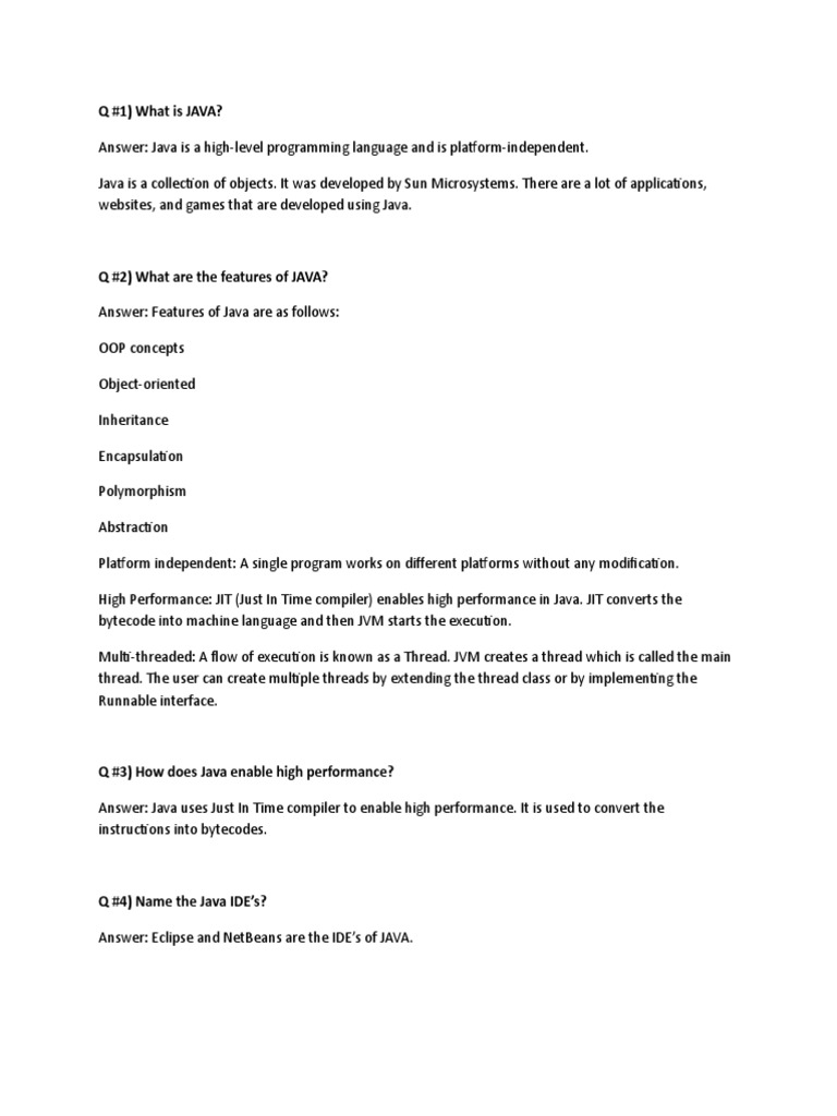 Java Questions | PDF | Method (Computer Programming) | Class (Computer ... Java Questions | PDF | Method (Computer Programming) | Class (Computer ...