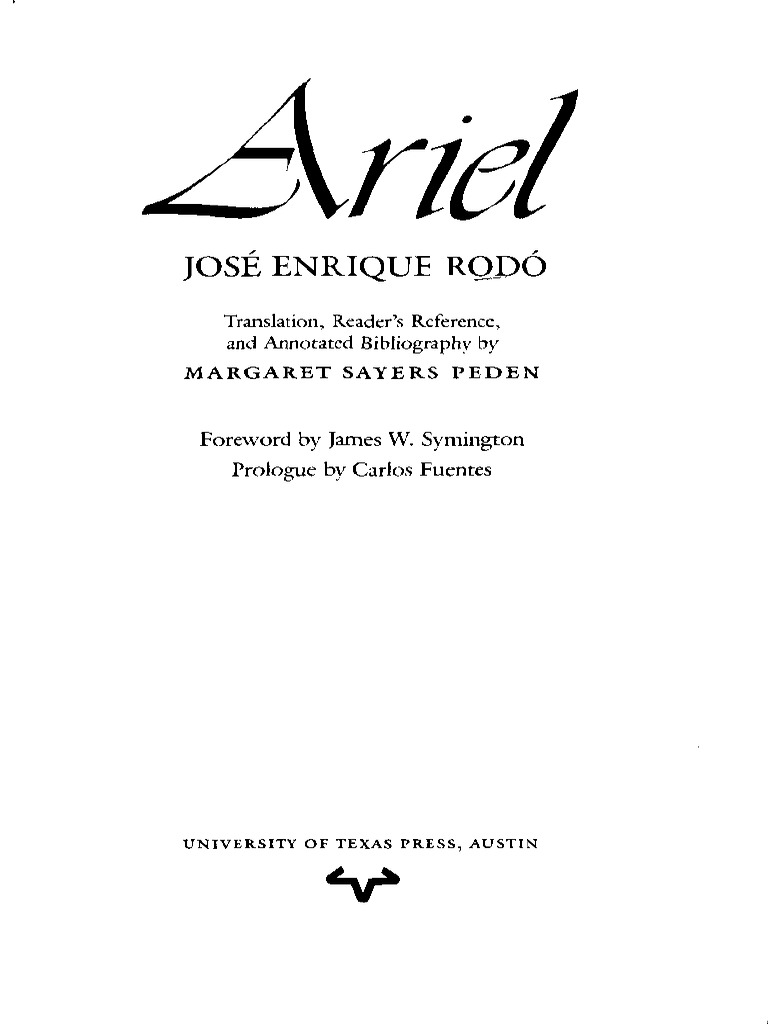 José Enrique Rodó - Ariel (Essay) | PDF | The Tempest | Democracy