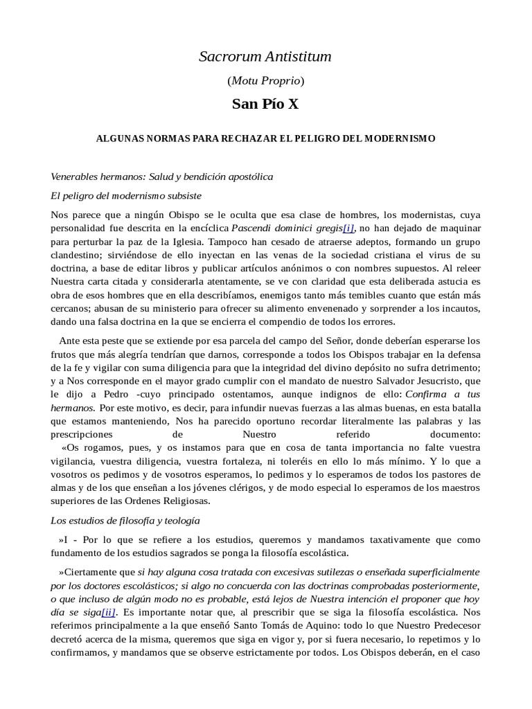 ENCÍCLICA - Sacrorum Antistitum PIO X | PDF | Iglesia Católica | Cristo ...