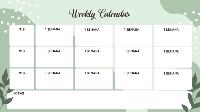 Green Creative Weekly Calendar PDF | PDF