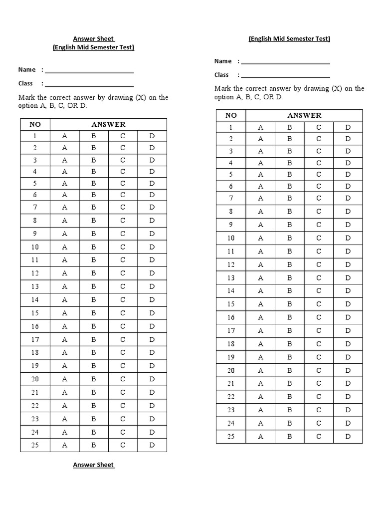 Answer Sheet Mid Genap Pdf
