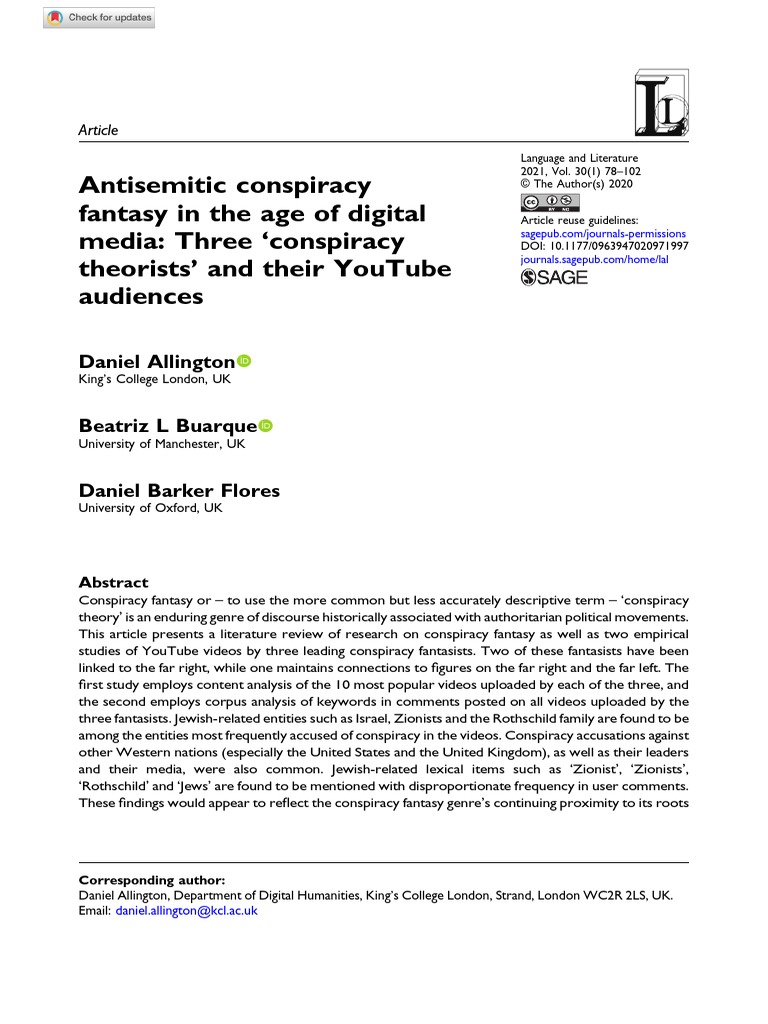 Daniel Allington - Antisemitic Conspiracy Fantasy in The Age of Digital ...