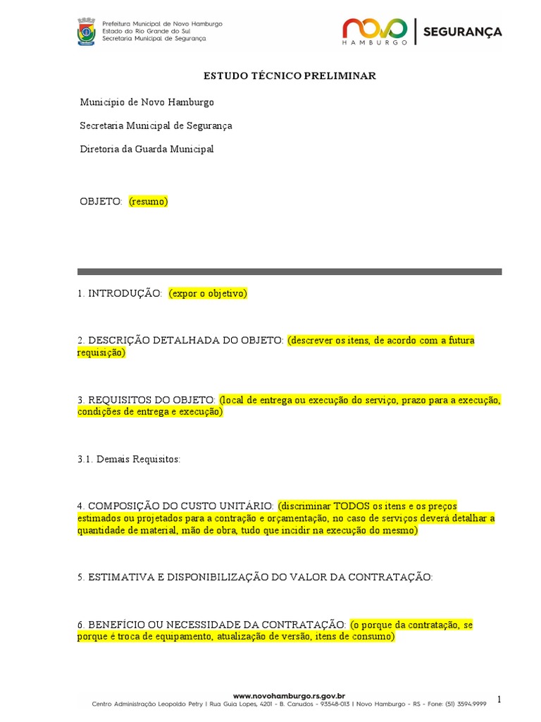 Modelo - Estudo Técnico Preliminar | PDF | Economias