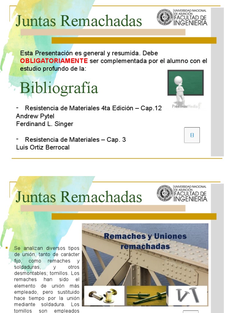 Juntas remachadas: tipos y cálculo | PDF | Remache | Materiales de construcción
