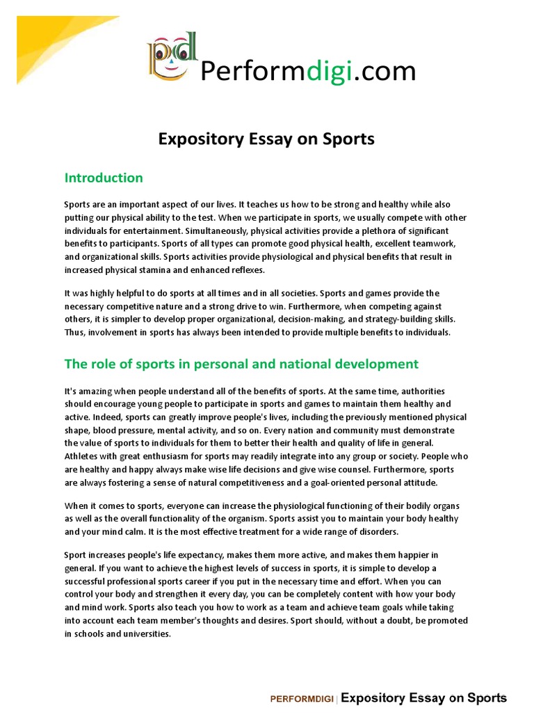 Expository Essay On Sports PDF | PDF | Behavioural Sciences | Cognitive ...
