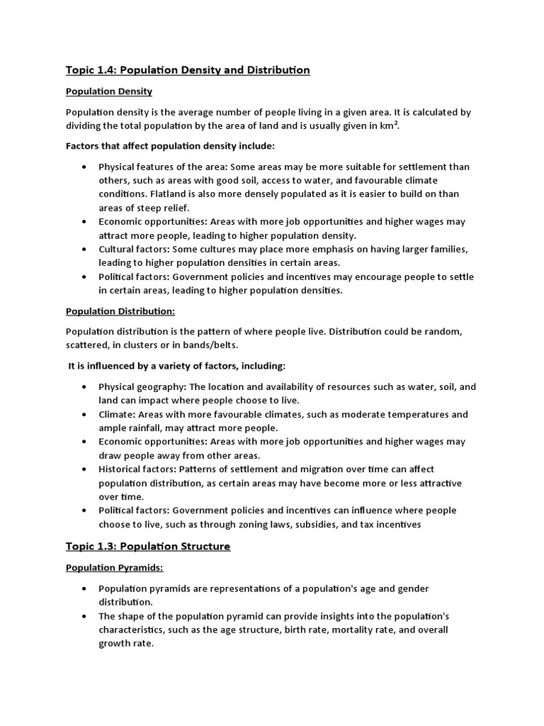 Geography Revision Notes | PDF | Population | Natural Environment