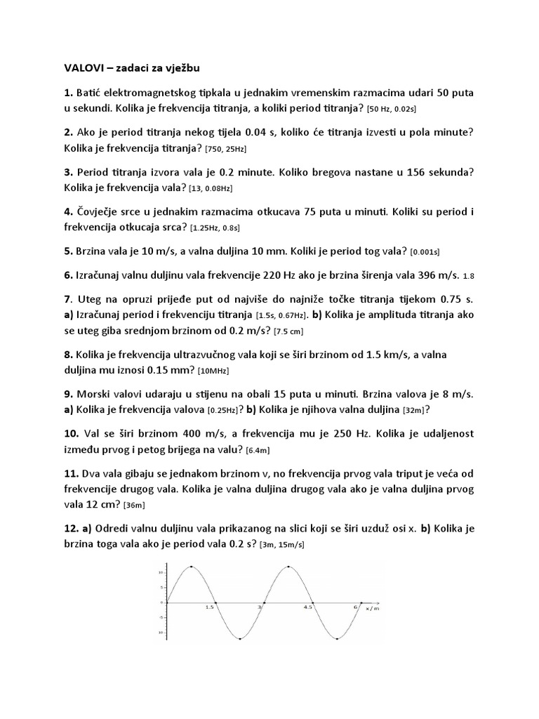 VALOVI - zadaci za vježbu+rješ.docx | PDF