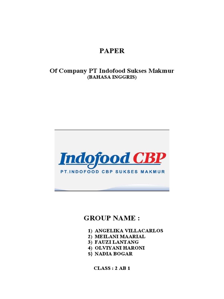 PAPER PT Indofood CBP Sukses Makmur TBK | PDF | Economies | Business