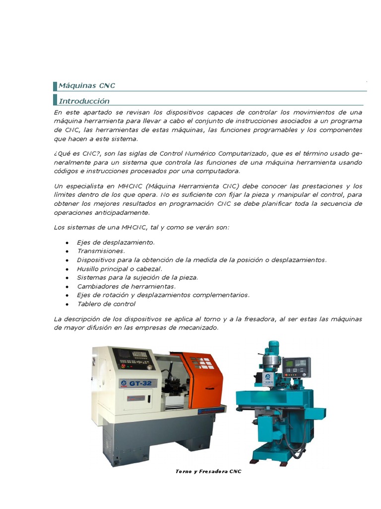 Cuadernillo de CNC 22 | Descargar gratis PDF | Control numerico | Ingeniería mecánica