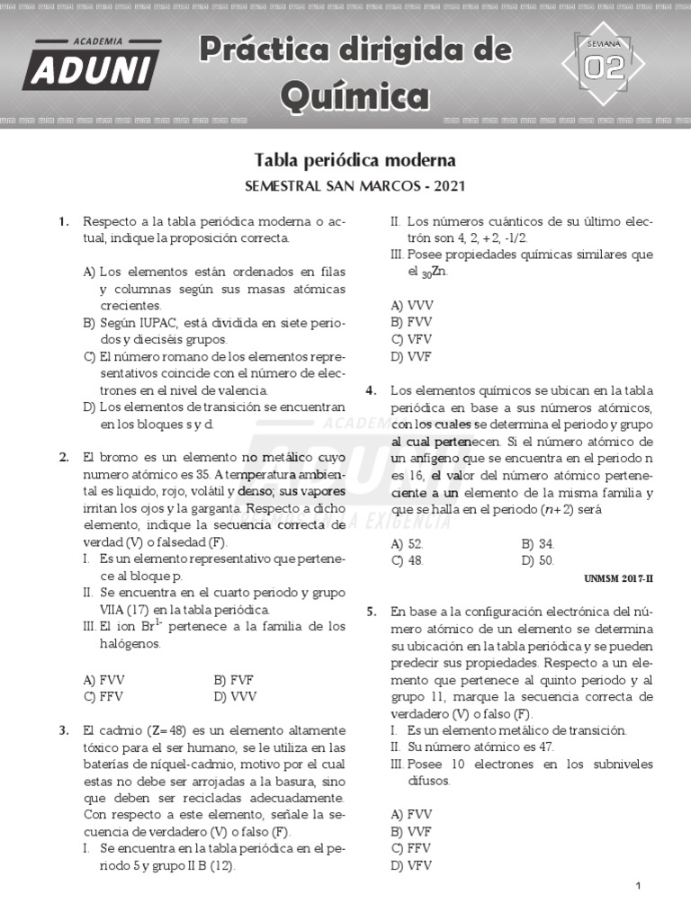 Dirigida 2 | PDF | Tabla periódica | Química