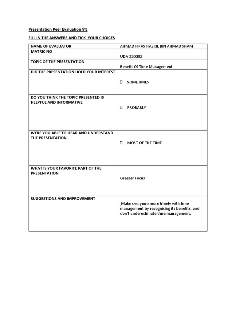Presentation Peer Evaluation 5 | PDF